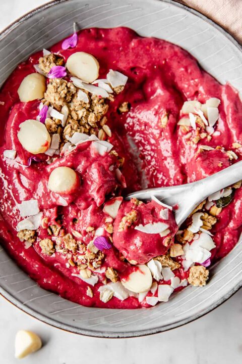 Vegan Easy Raspberry Avocado Nice cream Smoothie - Early Brawd