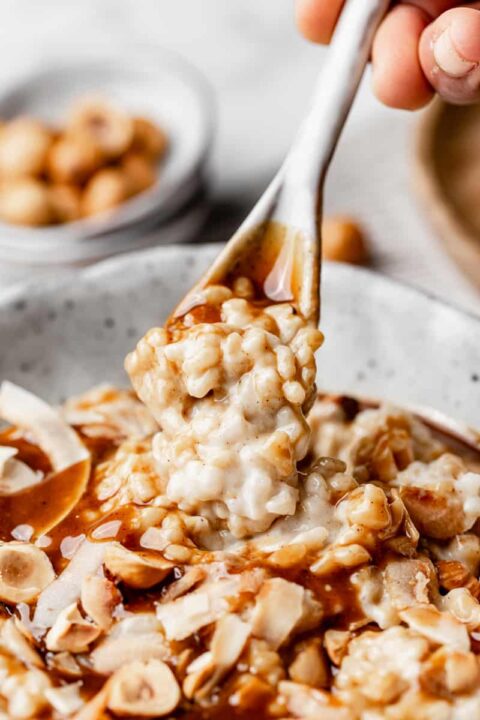 Creamy Rice Pudding with Espresso Caramel - Early Brawd