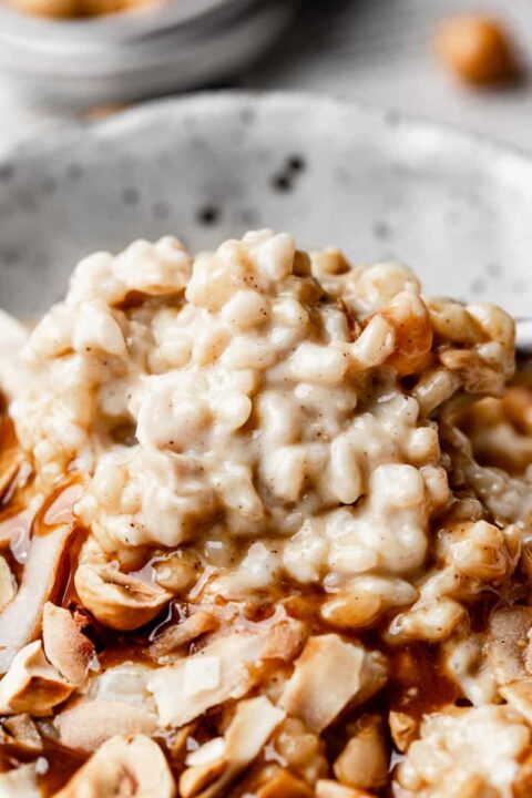 Creamy Rice Pudding with Espresso Caramel - Early Brawd